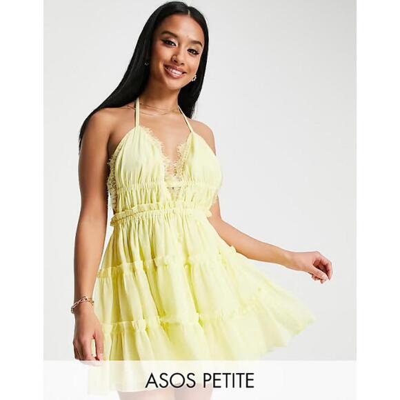 ASOS Petite | Dresses | Asos Petite Yellow Mini Dress With Ruffle ...